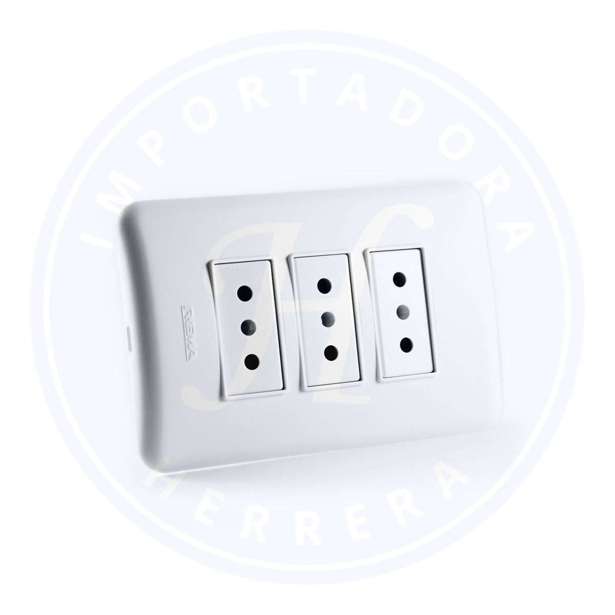 Tomacorriente triple 10a 250v blanco rema | Herrera